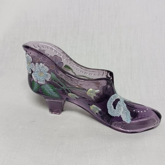Fenton | Accents | Vintage Fenton Purple Painted Glass Shoe Signed ...